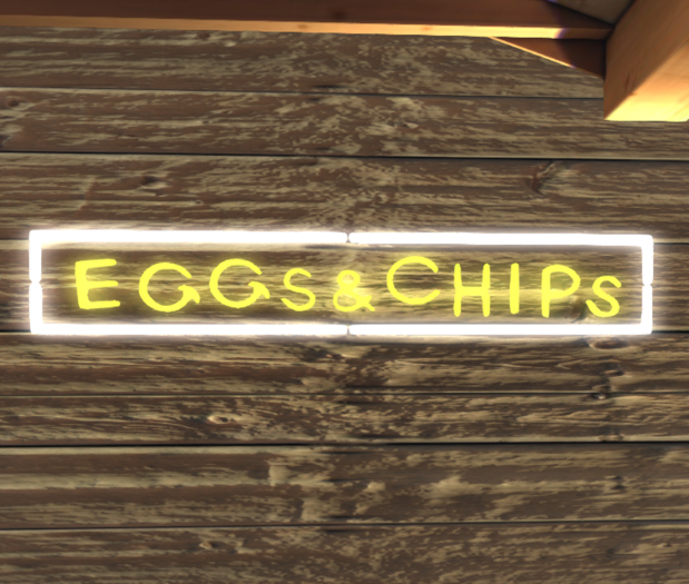 Second Life Marketplace - [FOPS] Eggs and Chips Neon Sign (FF7 Remake)